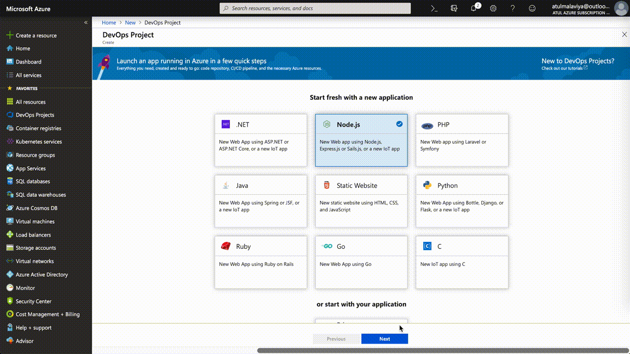 Update To Azure Devops Projects Support For Azure Kubernetes Service Mashfords Musings